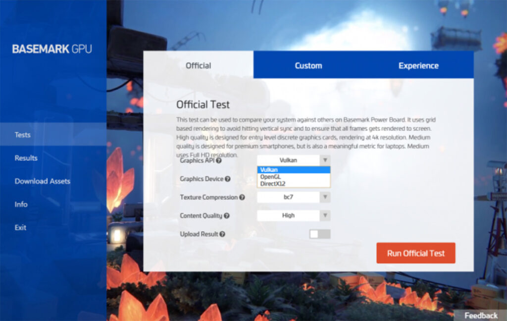 Basemark GPU v1.2 benchmarks with 36 GPUs | GPUScore